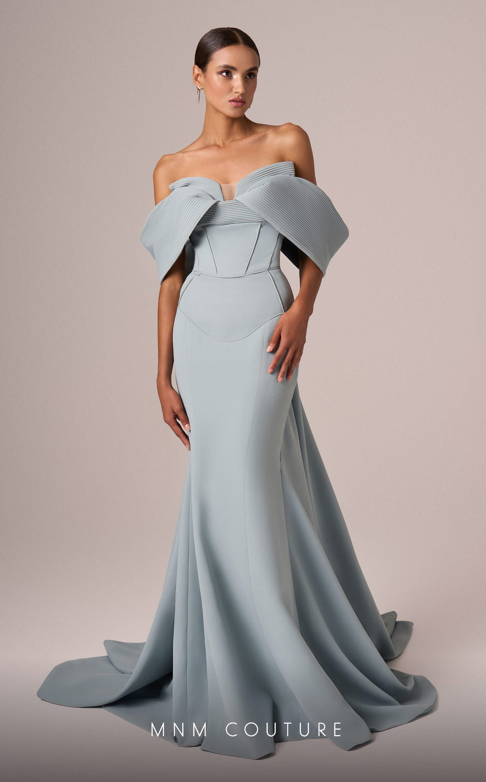 Buy MNM Couture E0085 Colorful Gown with Oversized Sleeves – CoutureShopLA