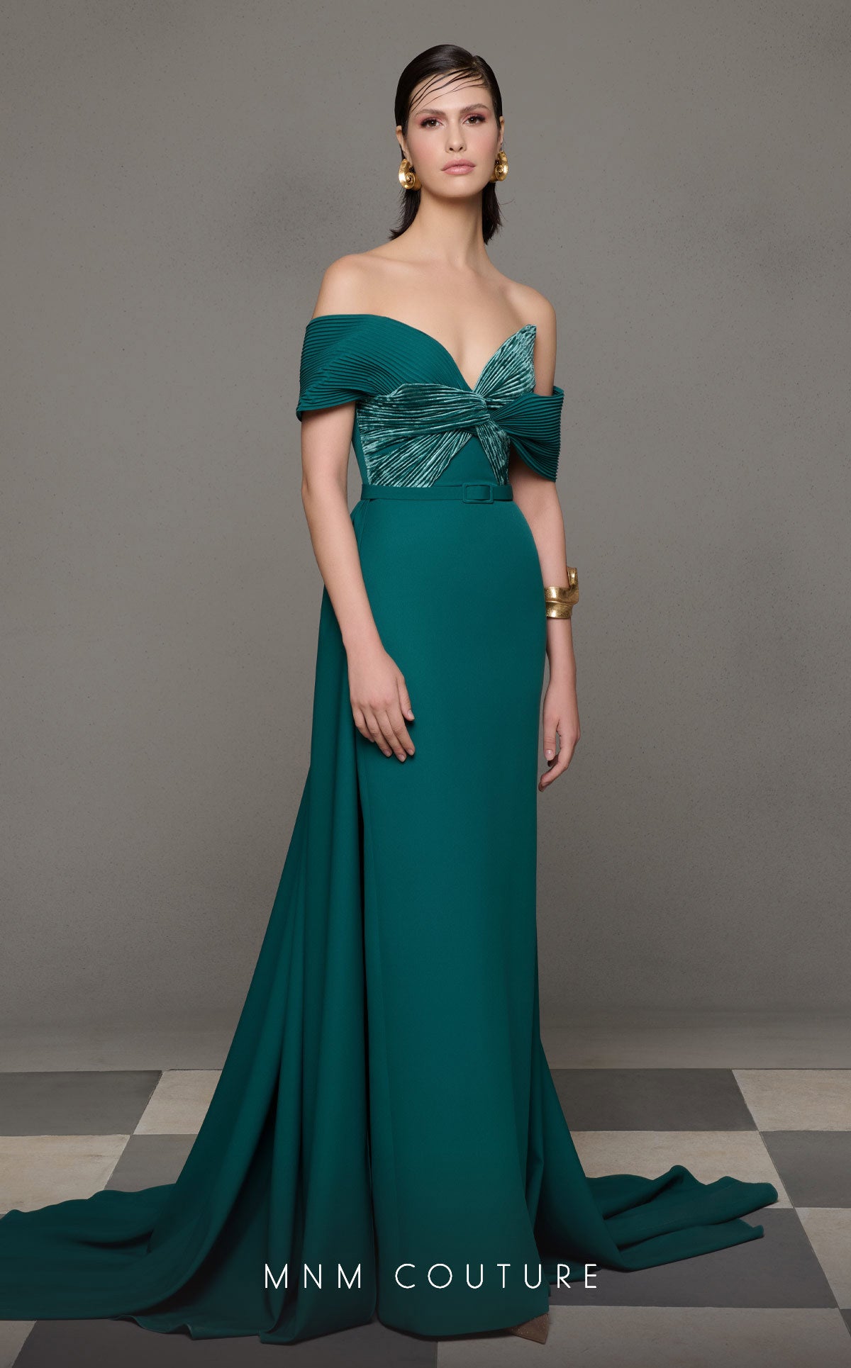 Buy MNM Couture N0627 Gown - Luxurious Green Sweetheart Velvet Gown ...
